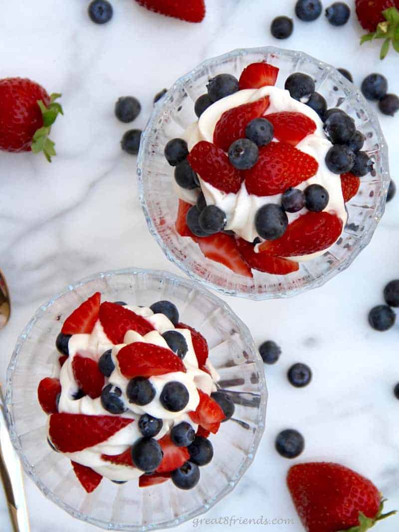 Red, White, and Blue Cheesecake Mousse - Great Eight Friends